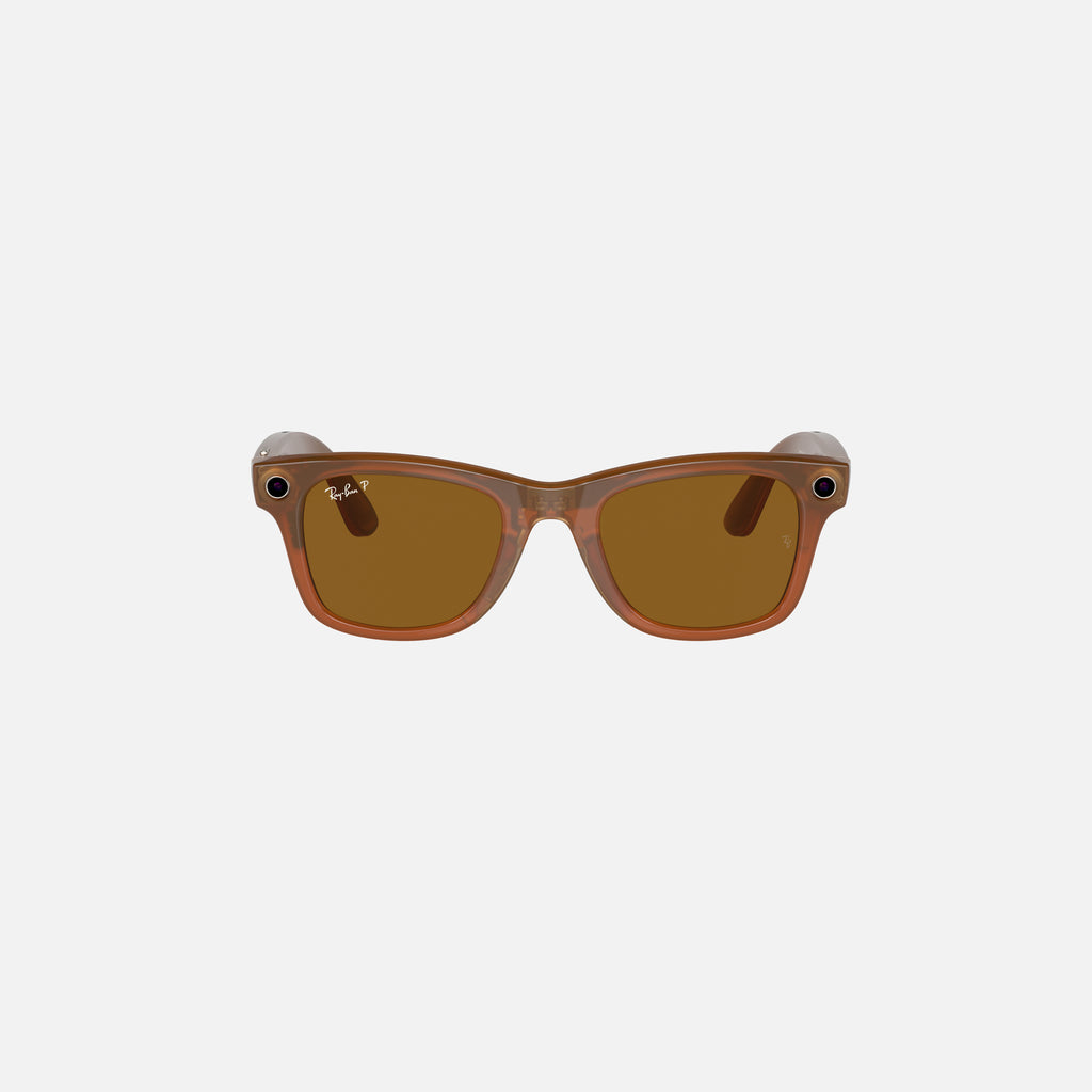 Ray Ban Meta Wayfarer - Shiny Caramel / Brown – Kith