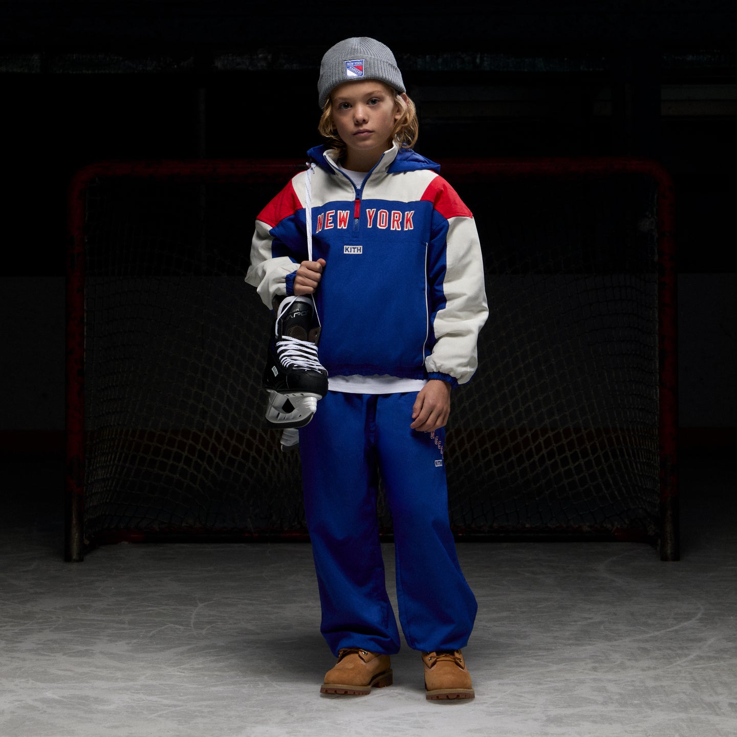 Kith Kids for the New York Rangers V-Neck Lewis Sweater - Sandrift