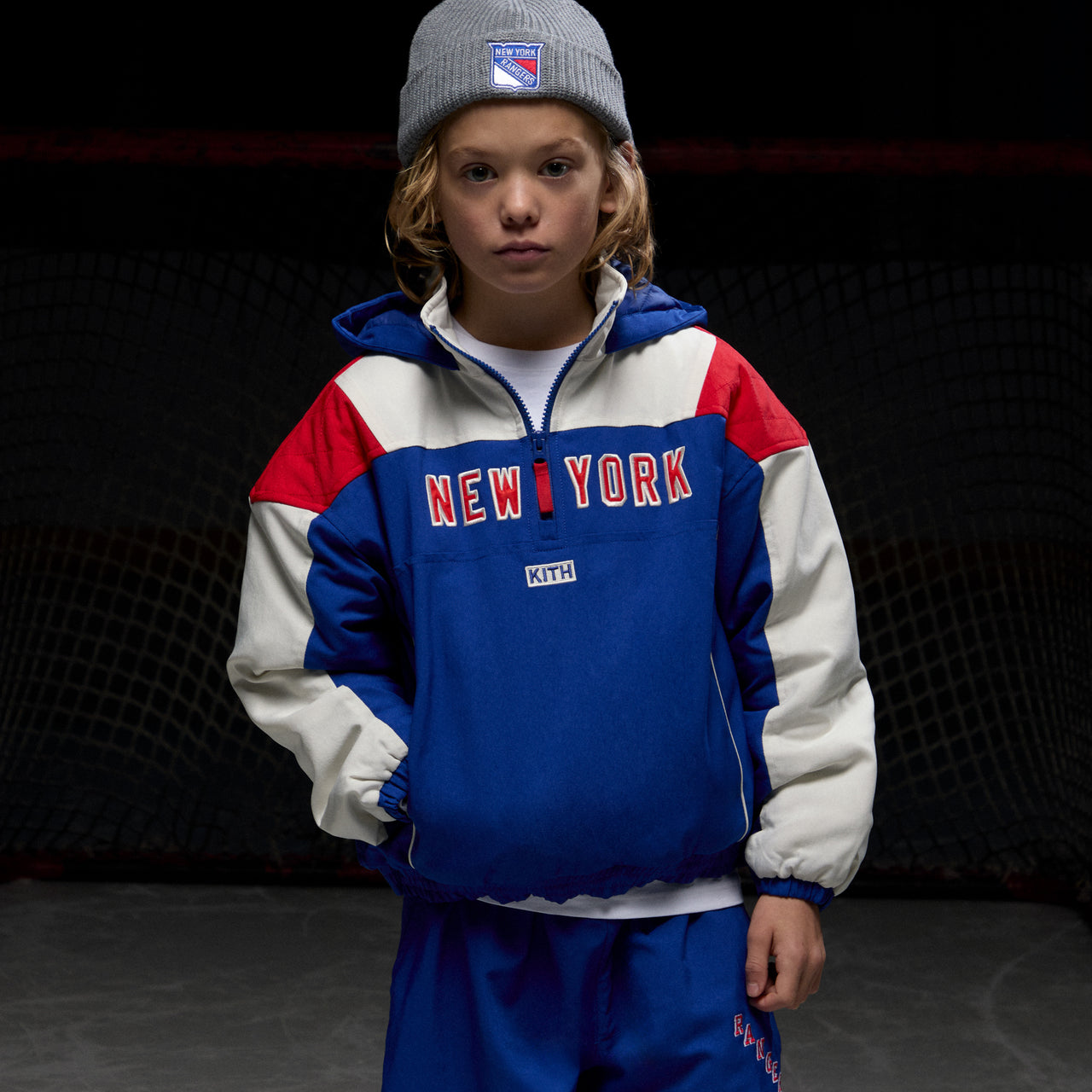 Kith Kids for the New York Rangers V-Neck Lewis Sweater - Sandrift