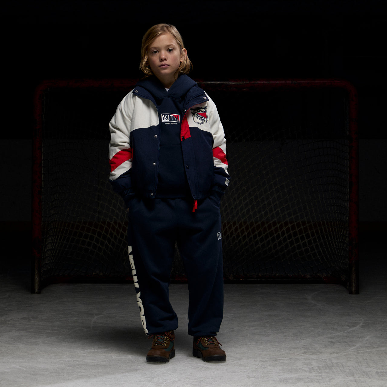 Kith Kids for the New York Rangers V-Neck Lewis Sweater - Sandrift