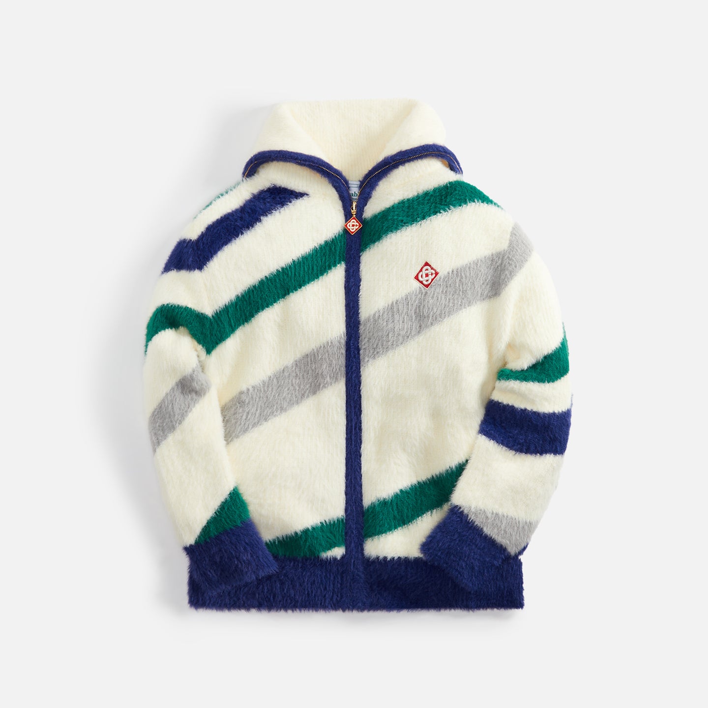 Casablanca Furry Striped Zip Up Jumper - White – Kith
