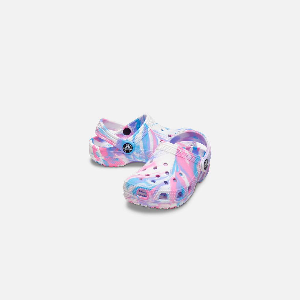 Crocs Kids Classic Marbled Clog - White / Pink – Kith