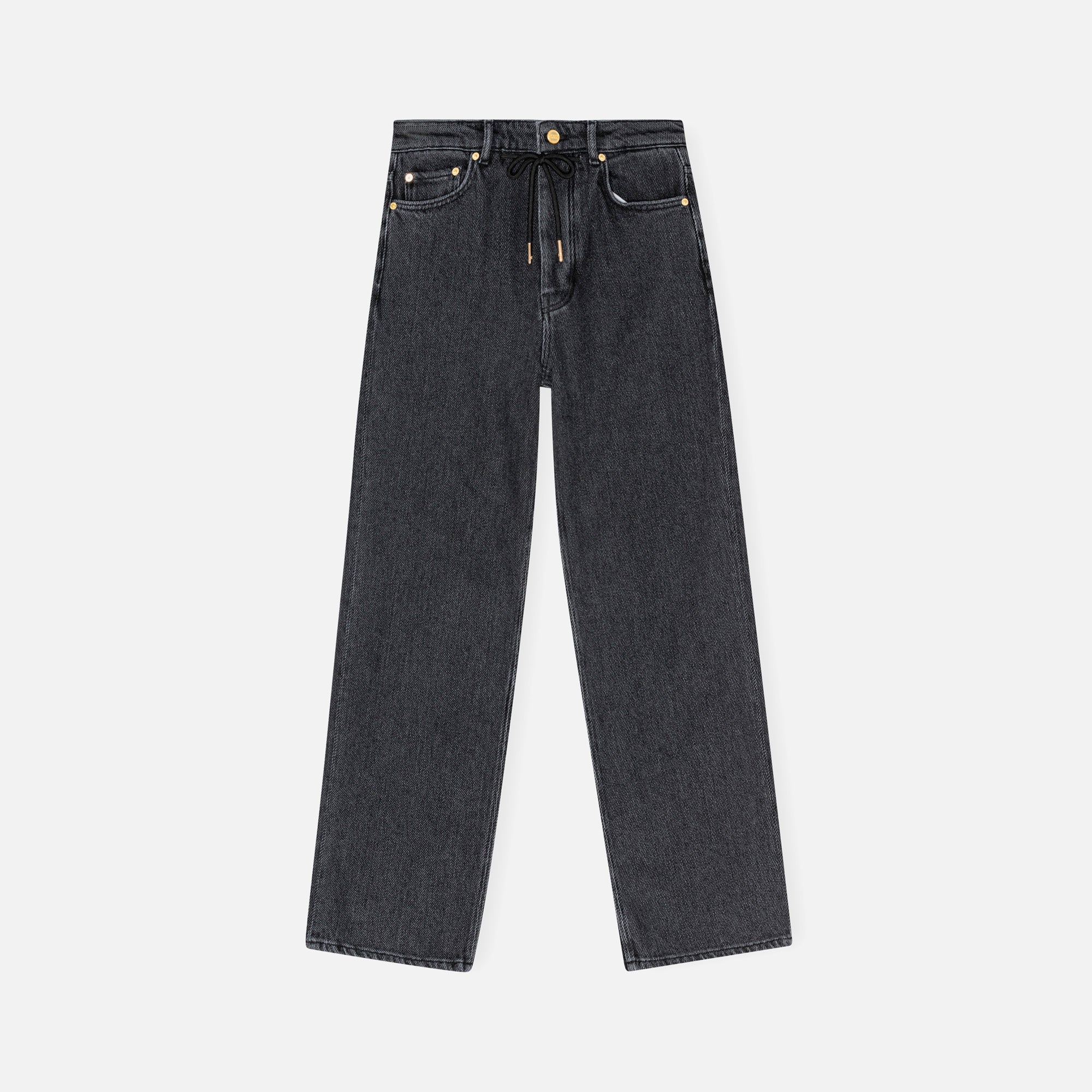 Ganni Heavy Denim Izey Drawstring - Black – Kith