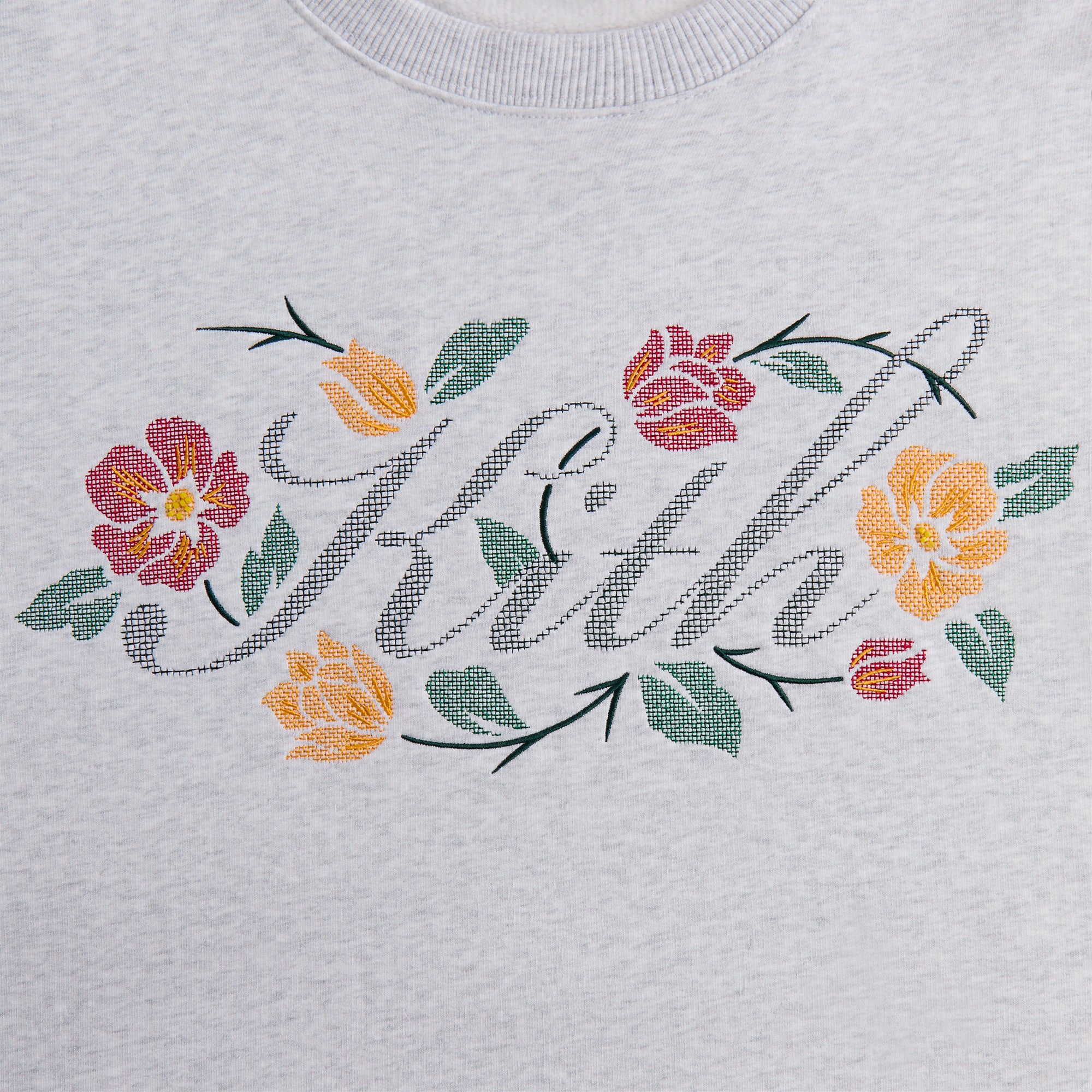 Kith Floral Script Nelson Crewneck - Light Heather Grey Kith Floral Script Nelson Crewneck - Light Heather Grey