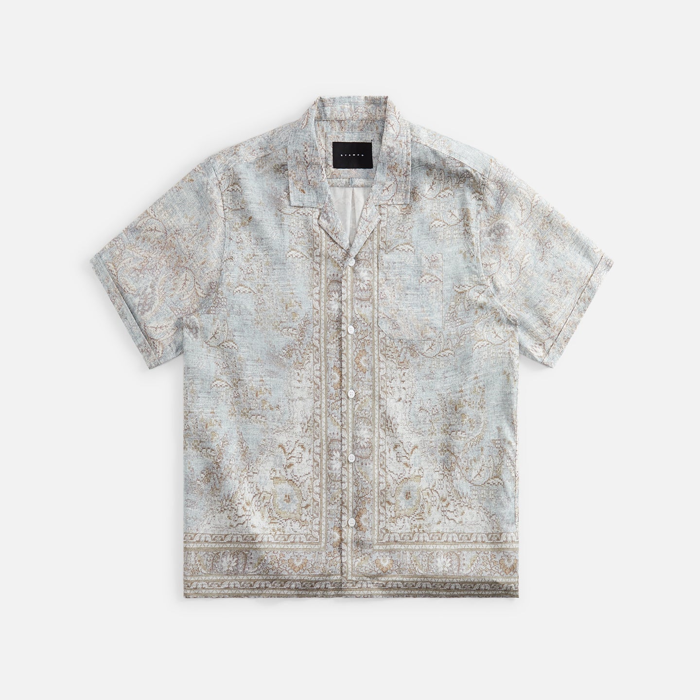Stampd Rug Camp Collar Buttondown Rug Print V1 - Oatmeal Heather Grey ...