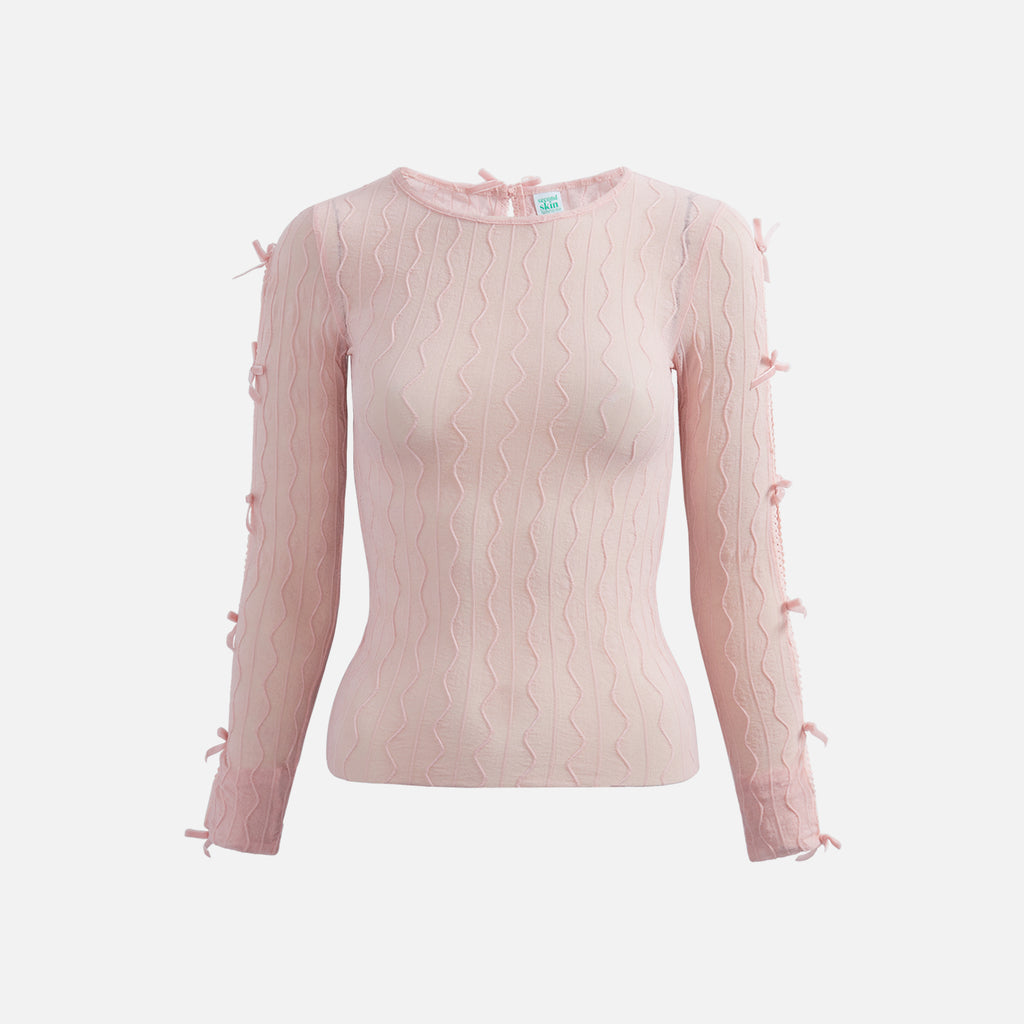 Second Skin Ross Bow Mockneck Top - Icy Pink – Kith