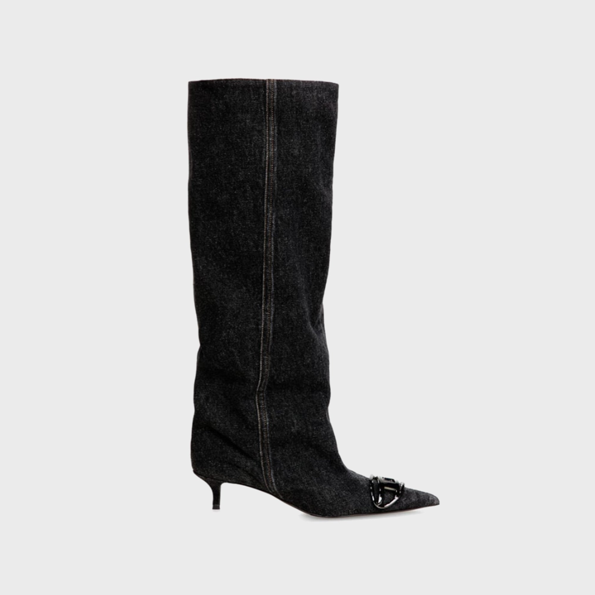 Diesel D-Venus Slouchy Knee High Boot - Washed Black Denim – Kith