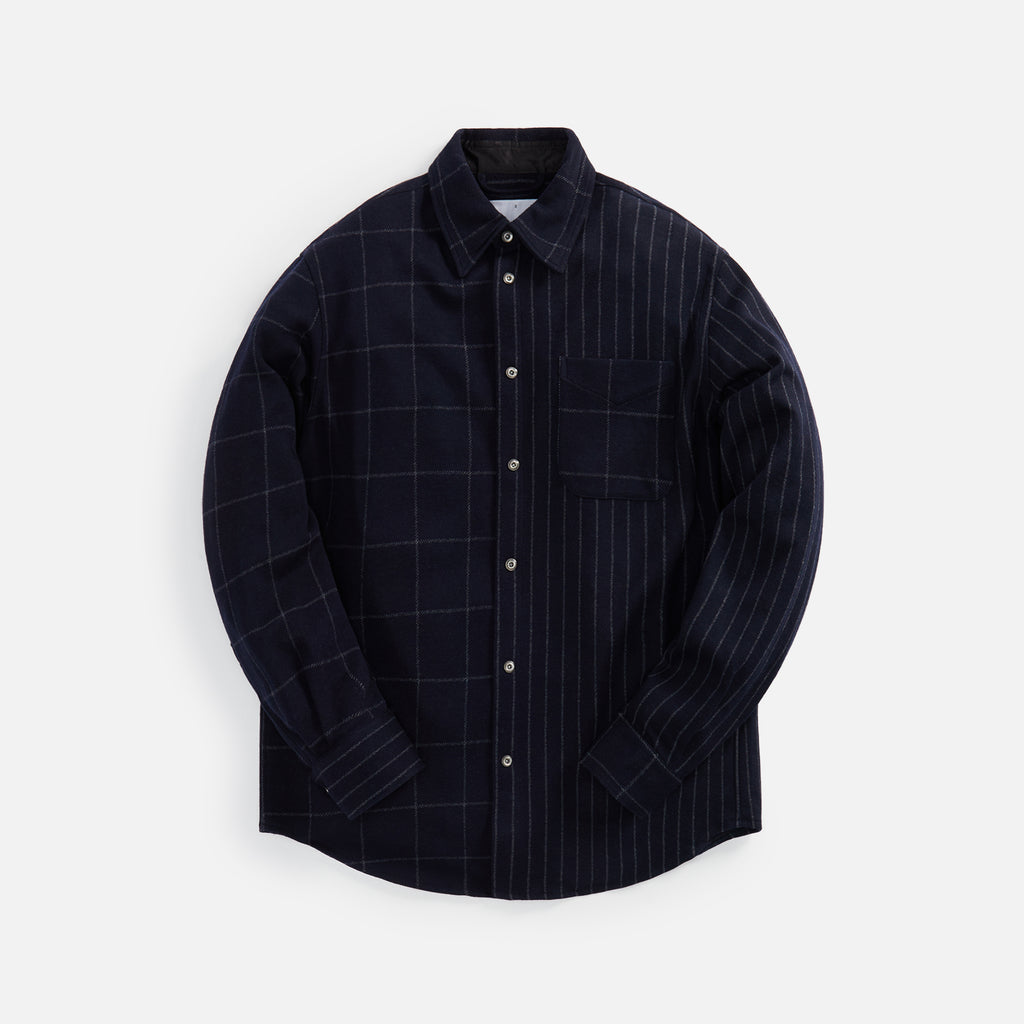 4S Designs Knit Button Down Check Stripe Combo Shirt - Navy – Kith