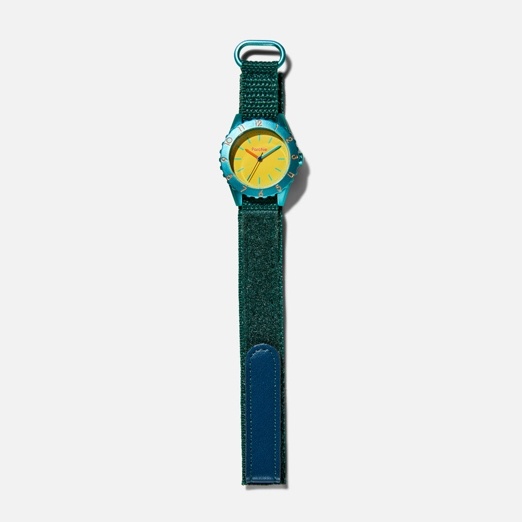 Parchie School-Time Watch - Teal / Yellow / Dark Green – Kith